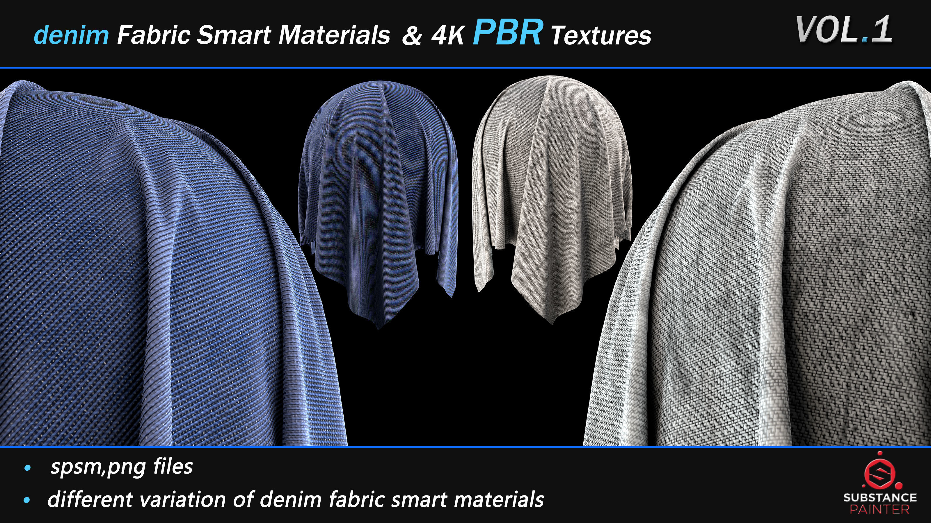 30 Denim Fabric Smart Material Bundle and 4K PBR Texture VOL 01 Texture ...