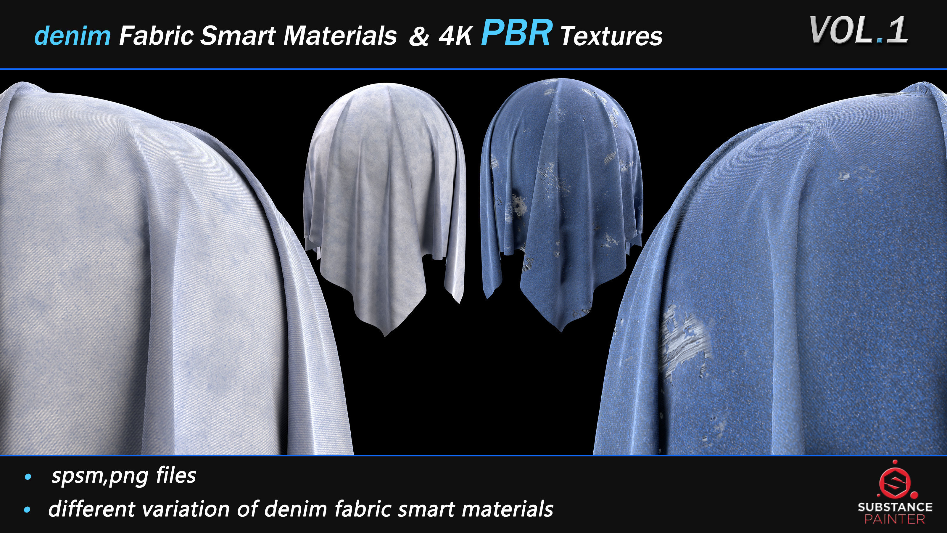 30 Denim Fabric Smart Material Bundle and 4K PBR Texture VOL 01 Texture ...