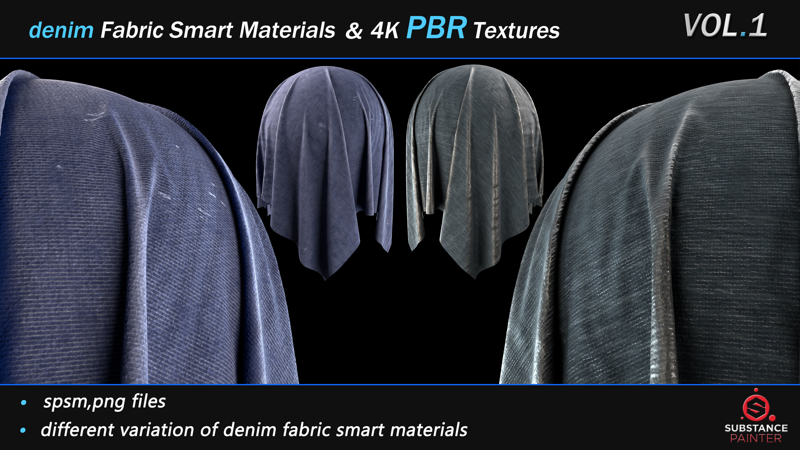 30 Denim Fabric Smart Material Bundle and 4K PBR Texture VOL 01 Texture ...