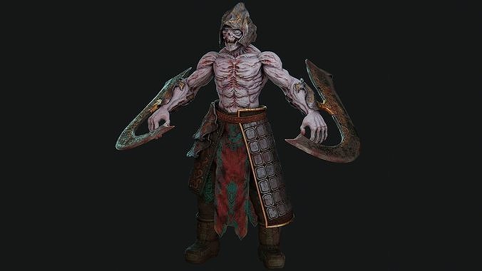3D model Fantasy corrupted warrior VR / AR / low-poly rigged animated ...