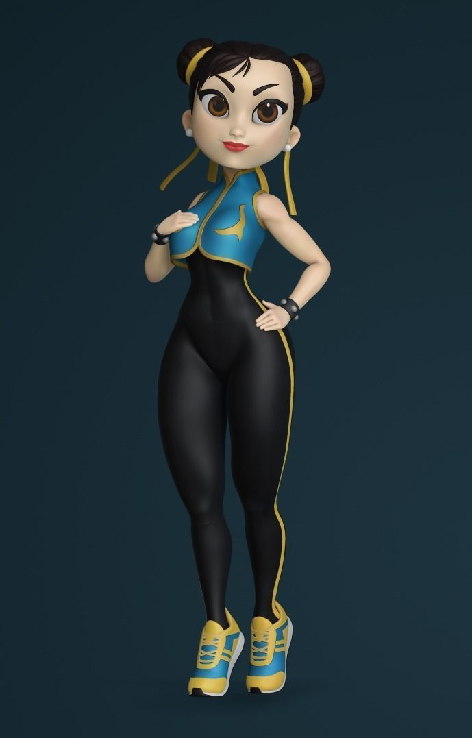 Chun-li Cartoon 3D model 3D printable | CGTrader