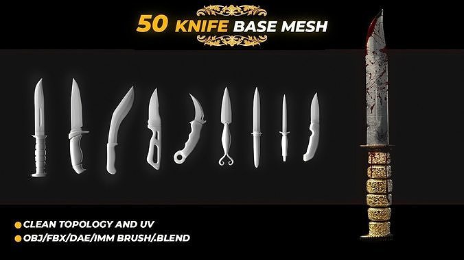 50 KNIFE BASE MESH 3D model | CGTrader