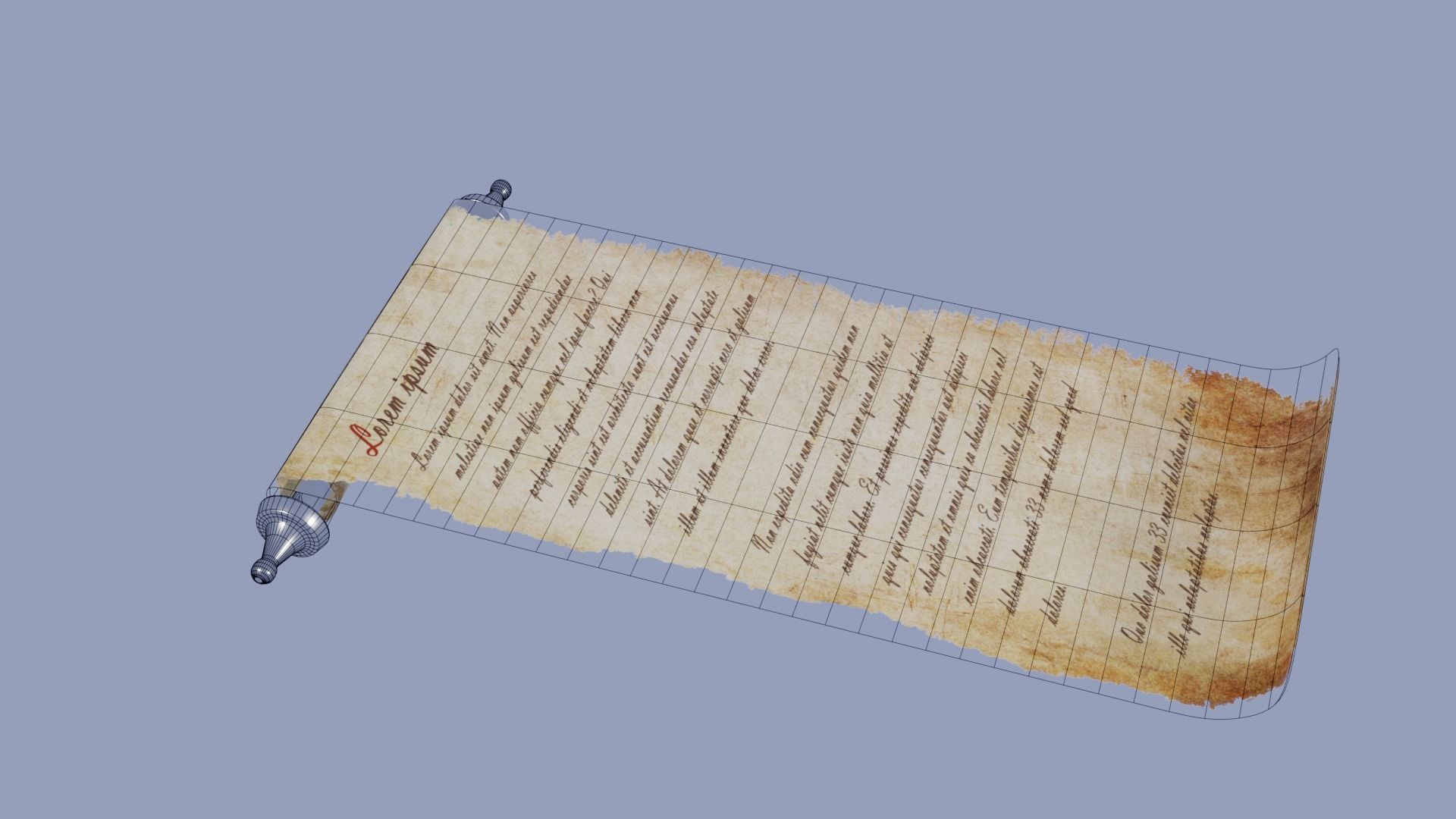 Rouleau de parchemin - parchment roll free 3D model animated rigged ...