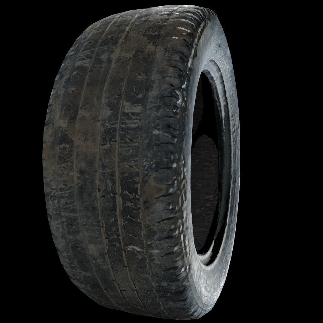 3D model old tire 3d scan photogrammettry pbr metal roughness VR / AR ...