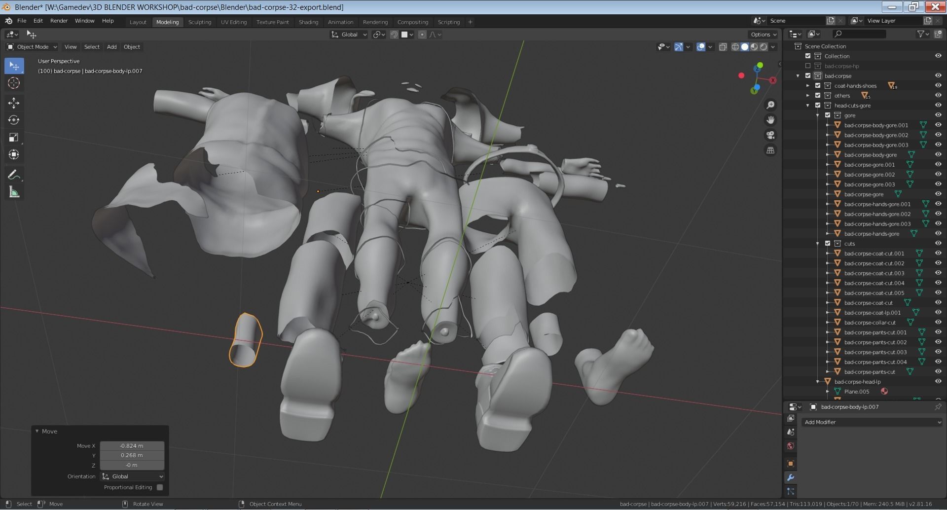 3D model Bad Corpse Torn Soldier Gore Man VR / AR / low-poly | CGTrader