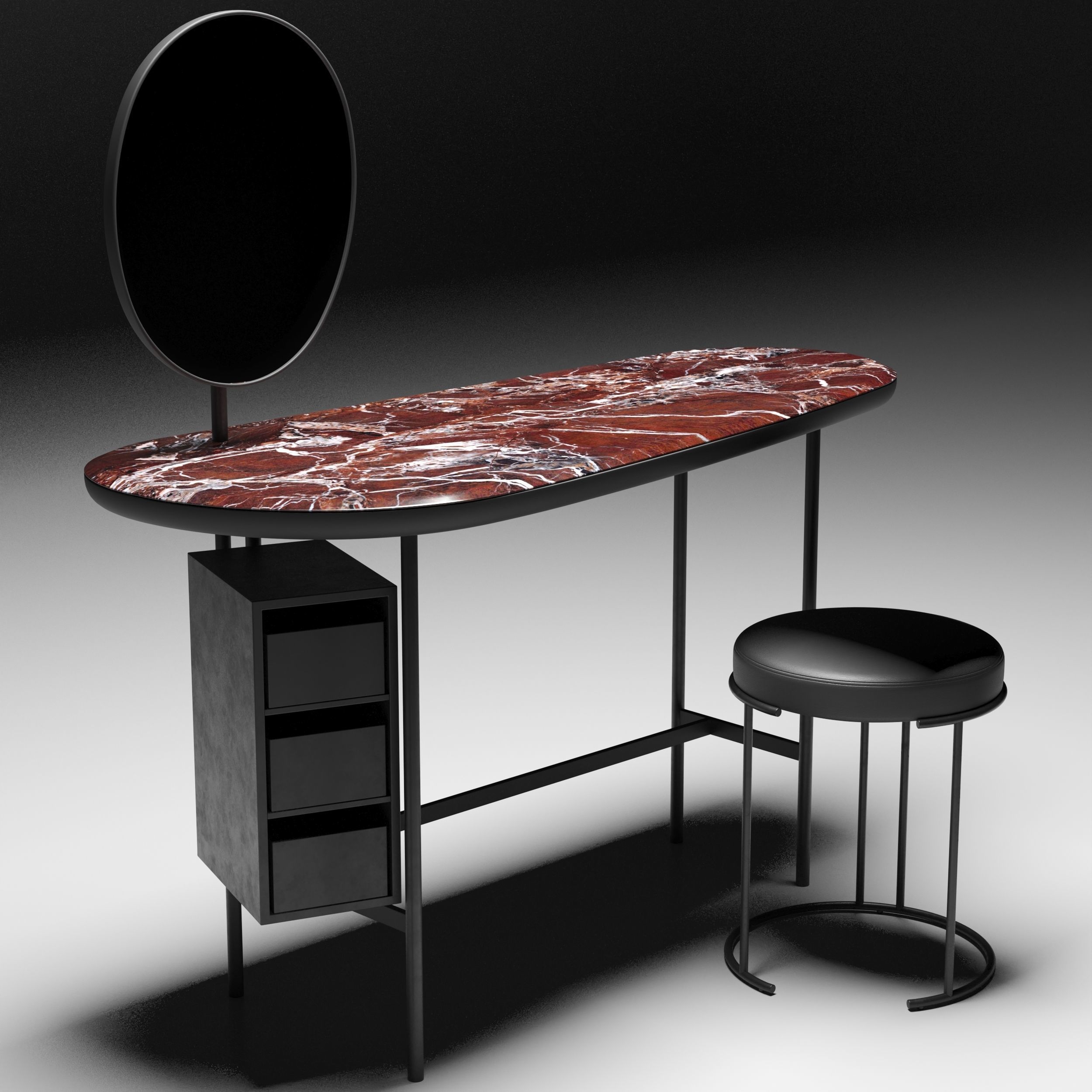 Living Divani Pebble Plus Nina dressing table and stool 3D model | CGTrader