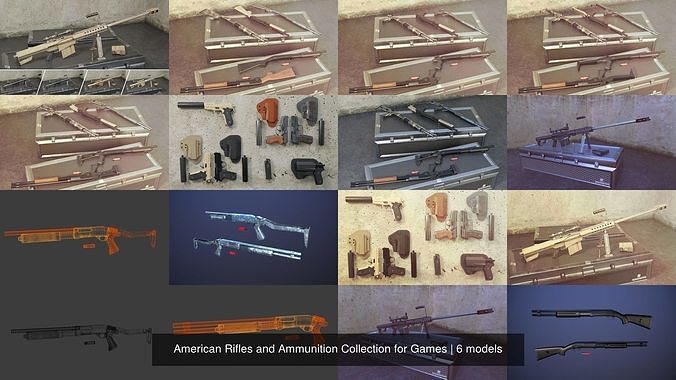 American Rifles and Ammunition Collection for Games | CGTrader