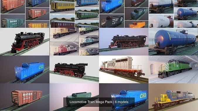 Locomotive Train Mega Pack 3D Model Collection | CGTrader