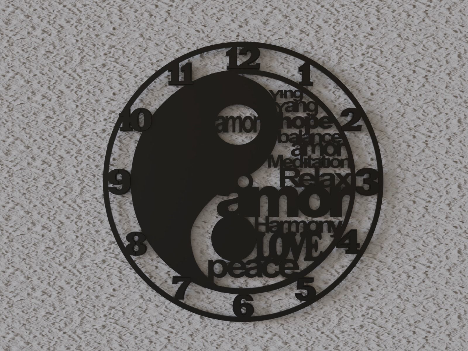 ying yang wall clock 3D model 3D printable | CGTrader