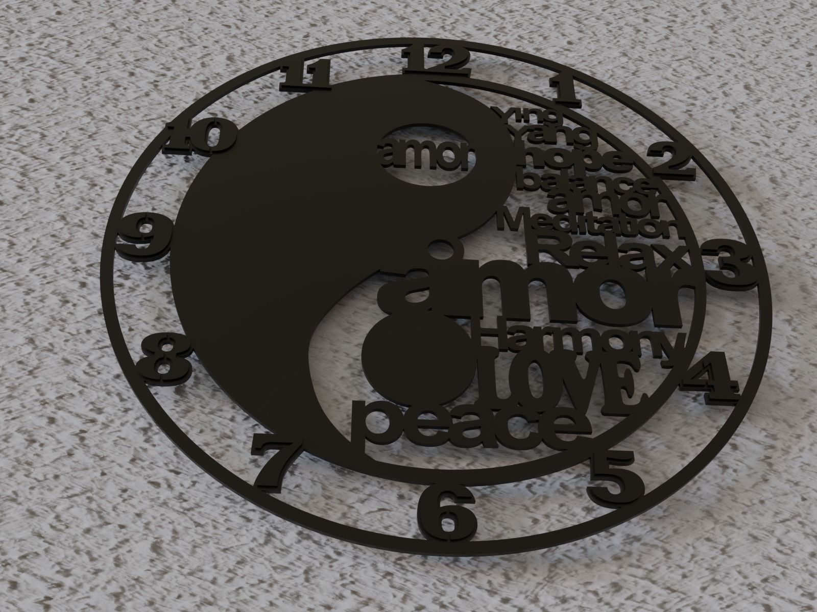 ying yang wall clock 3D model 3D printable | CGTrader