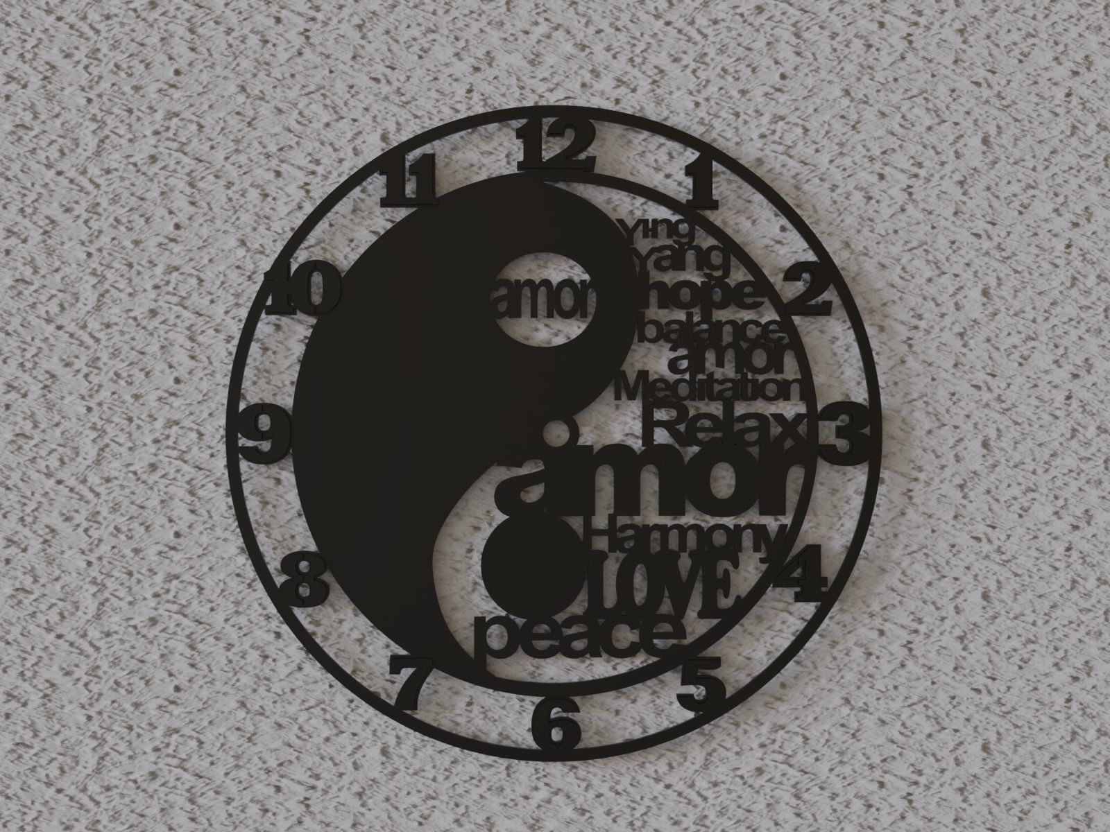ying yang wall clock 3D model 3D printable | CGTrader