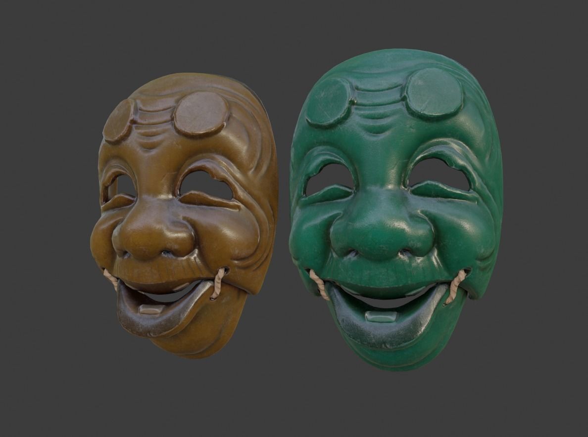Japanese Okina Mask Pbr 3D model | CGTrader