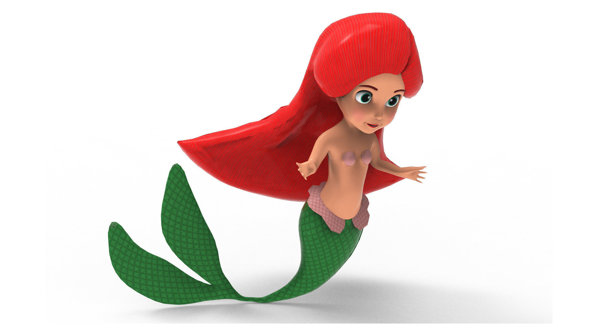 3D model Mermaid Cartoon Rigged VR / AR / low-poly | CGTrader