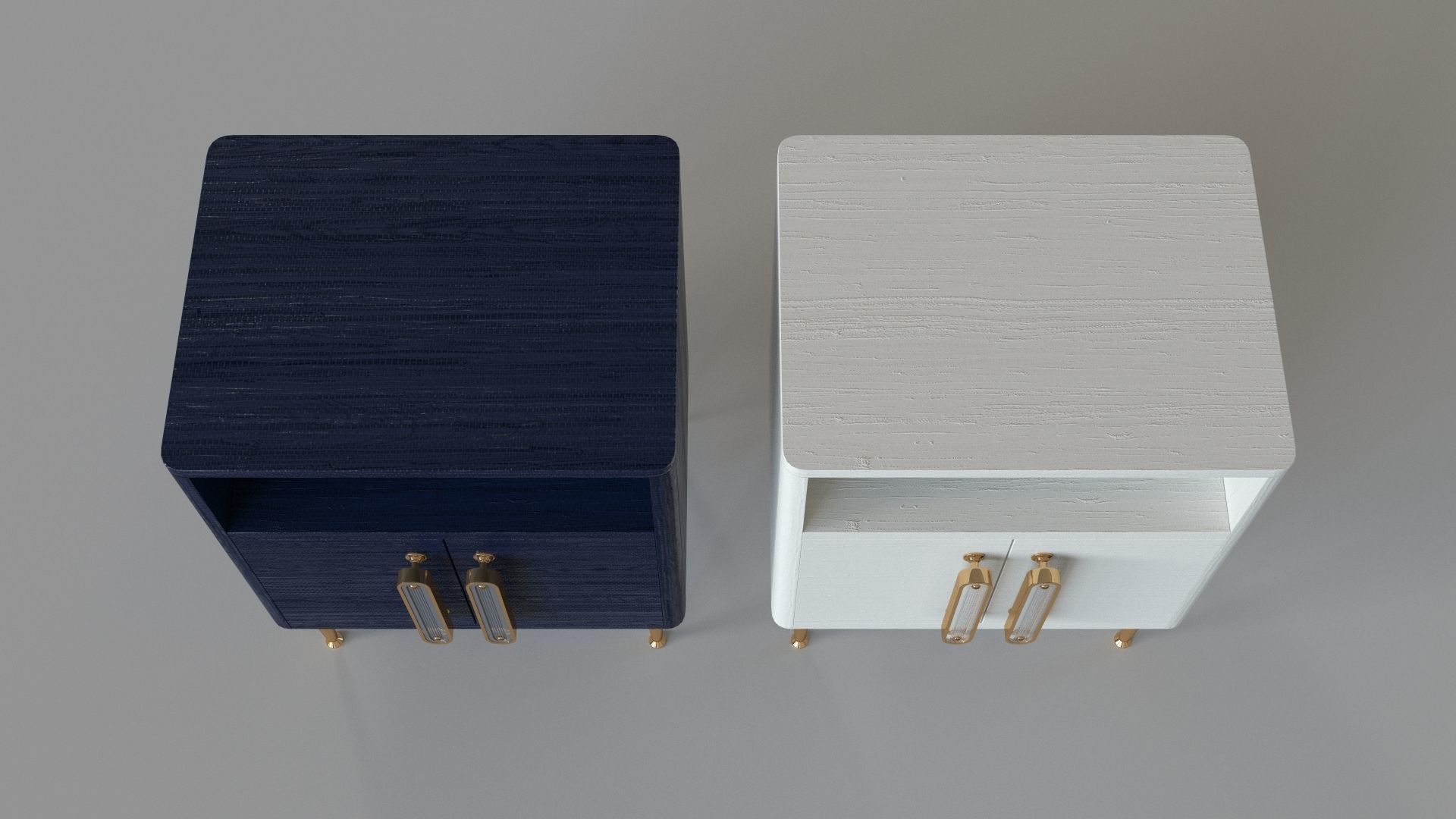 Odetta Nightstand Blue and Cream 3D model | CGTrader
