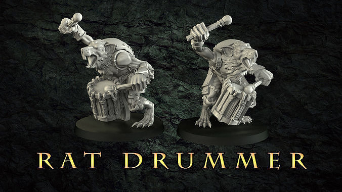 Rat Drummer 3D model 3D printable | CGTrader