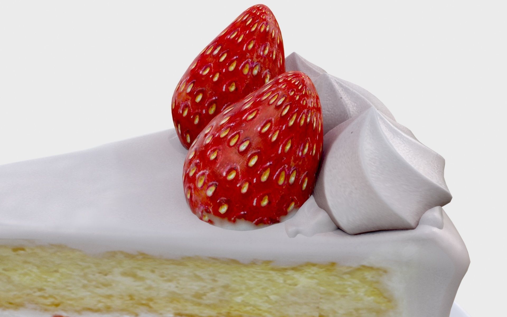 Slice of stawberry cake 3D model | CGTrader