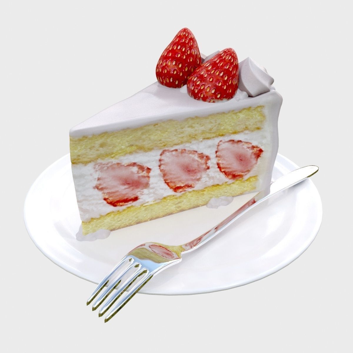 Slice of stawberry cake 3D model | CGTrader