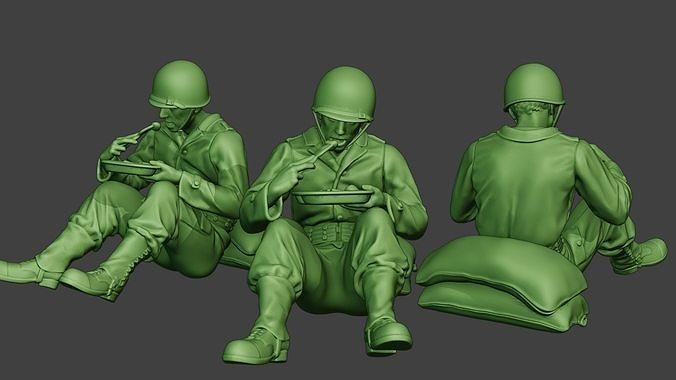 American soldier ww2 Eating 2 A13 3D model 3D printable | CGTrader