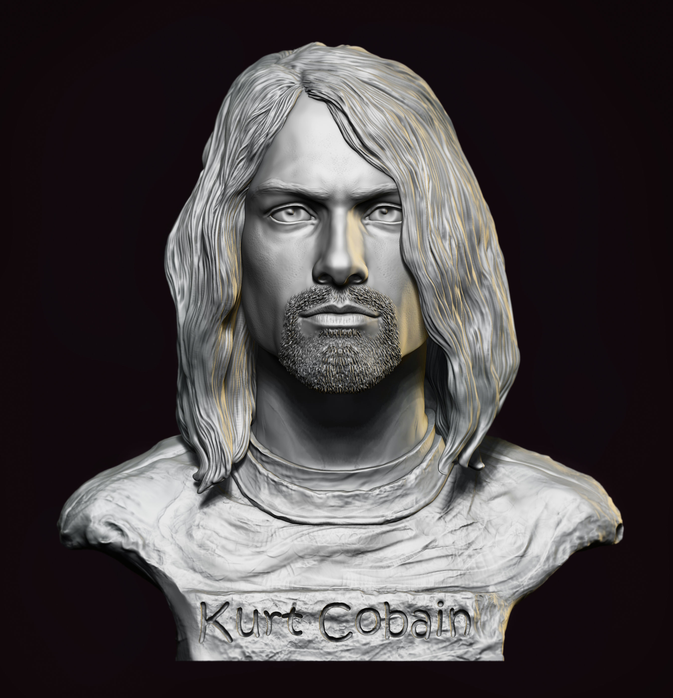 Kurt Cobain portrait 3D model 3D printable | CGTrader