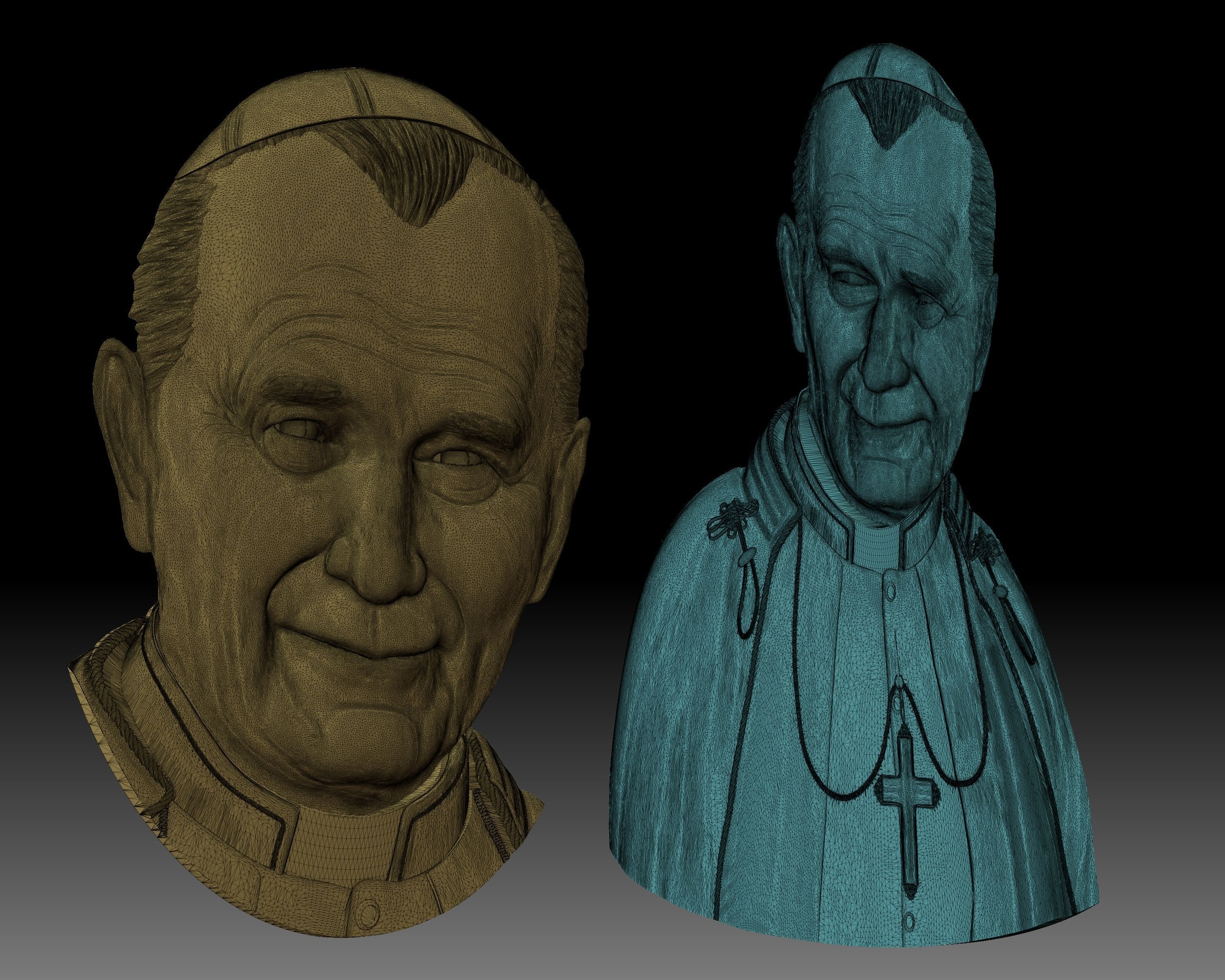 Pope John Paul II portrait low relief for CNC router 3D model 3D ...