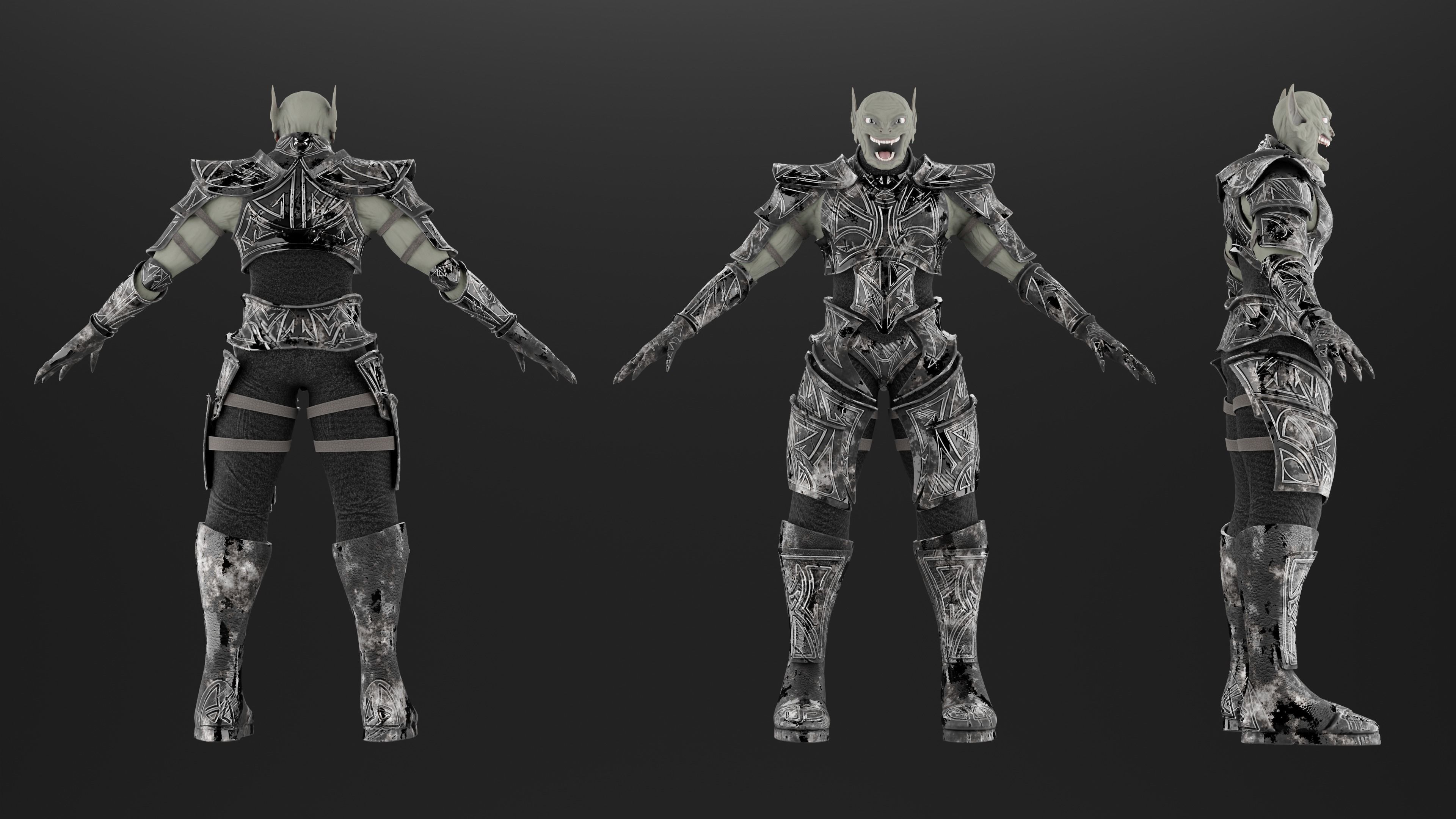 3D model Fantasy orc in armor with a sword VR / AR / low-poly | CGTrader