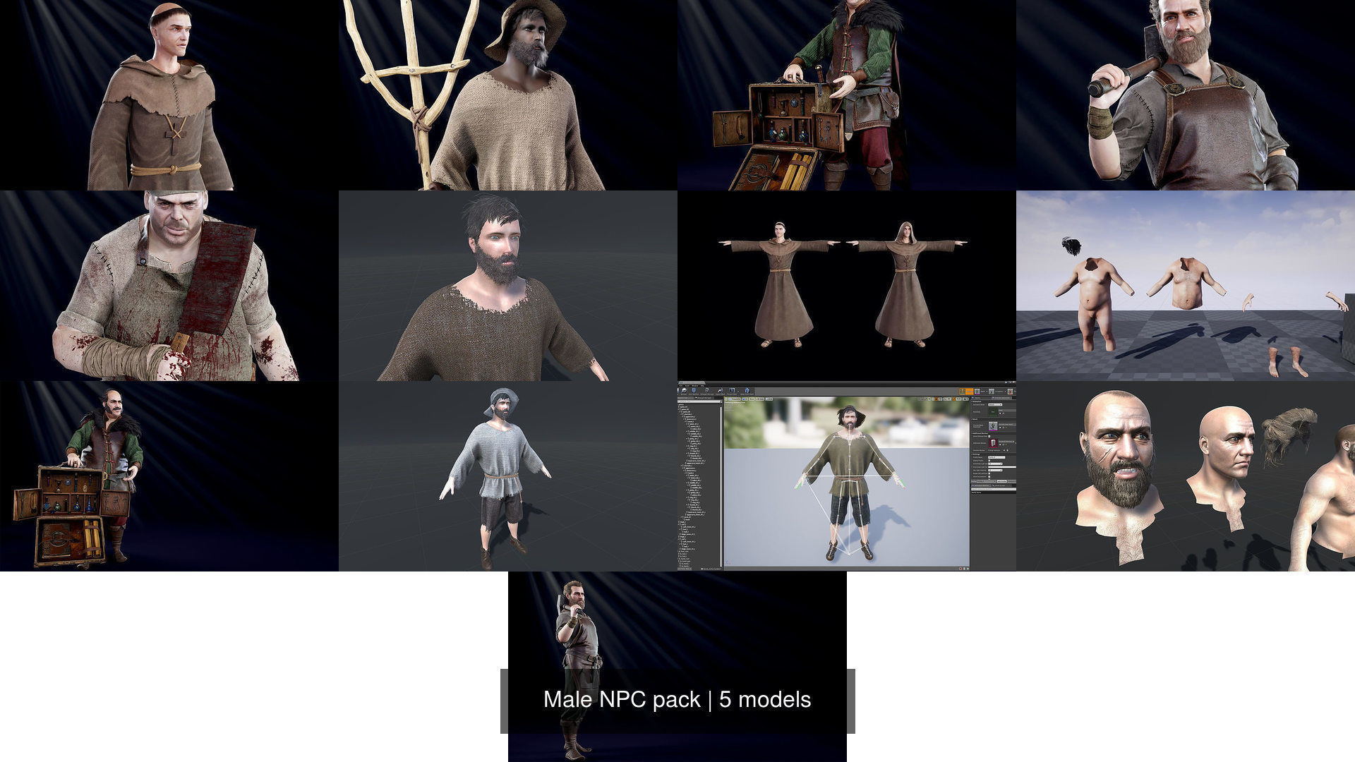 3D Model Collection Male NPC pack VR / AR / low-poly | CGTrader