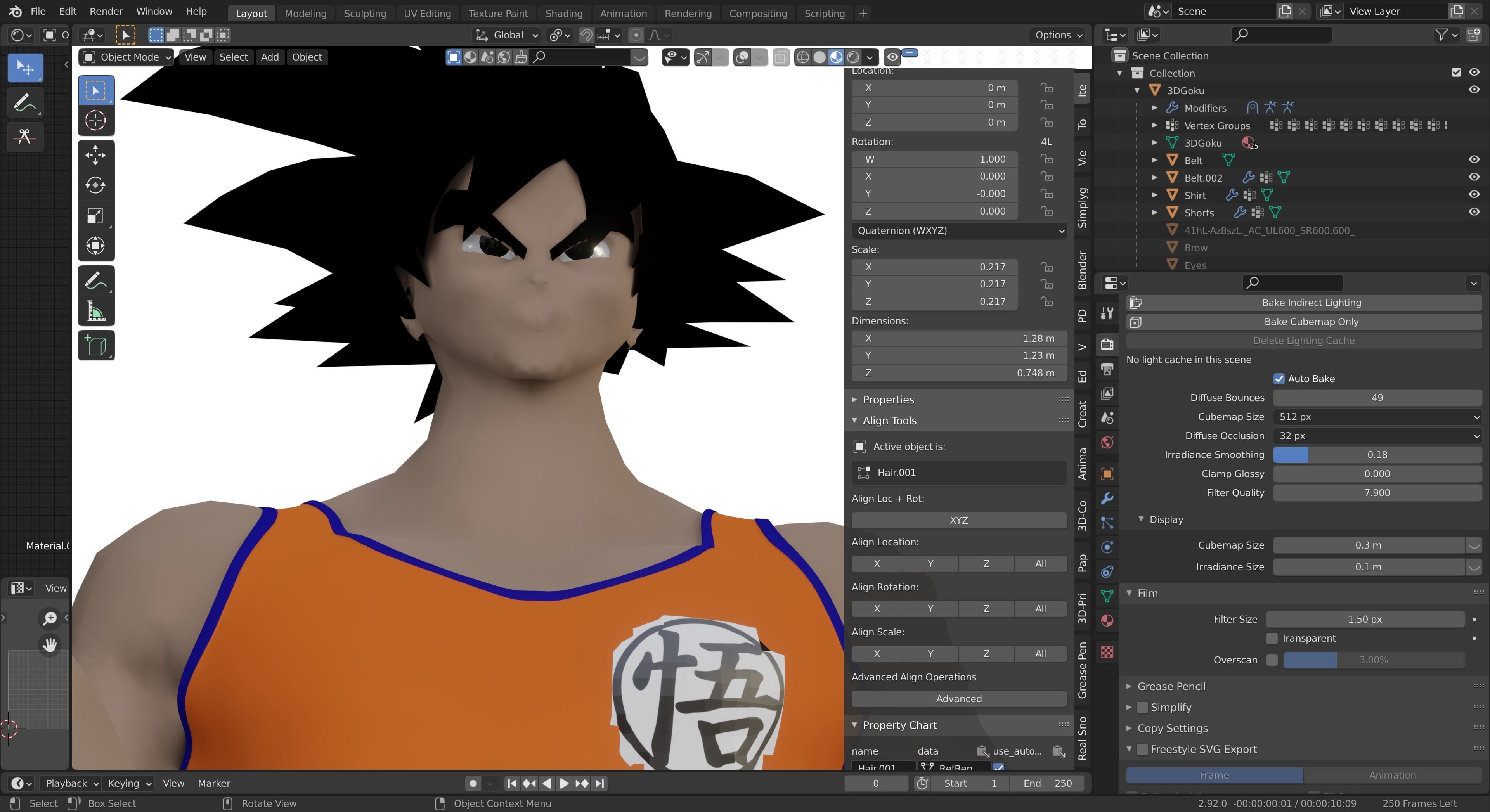 3D model Goku low-poly dragon ball character in animation program VR ...