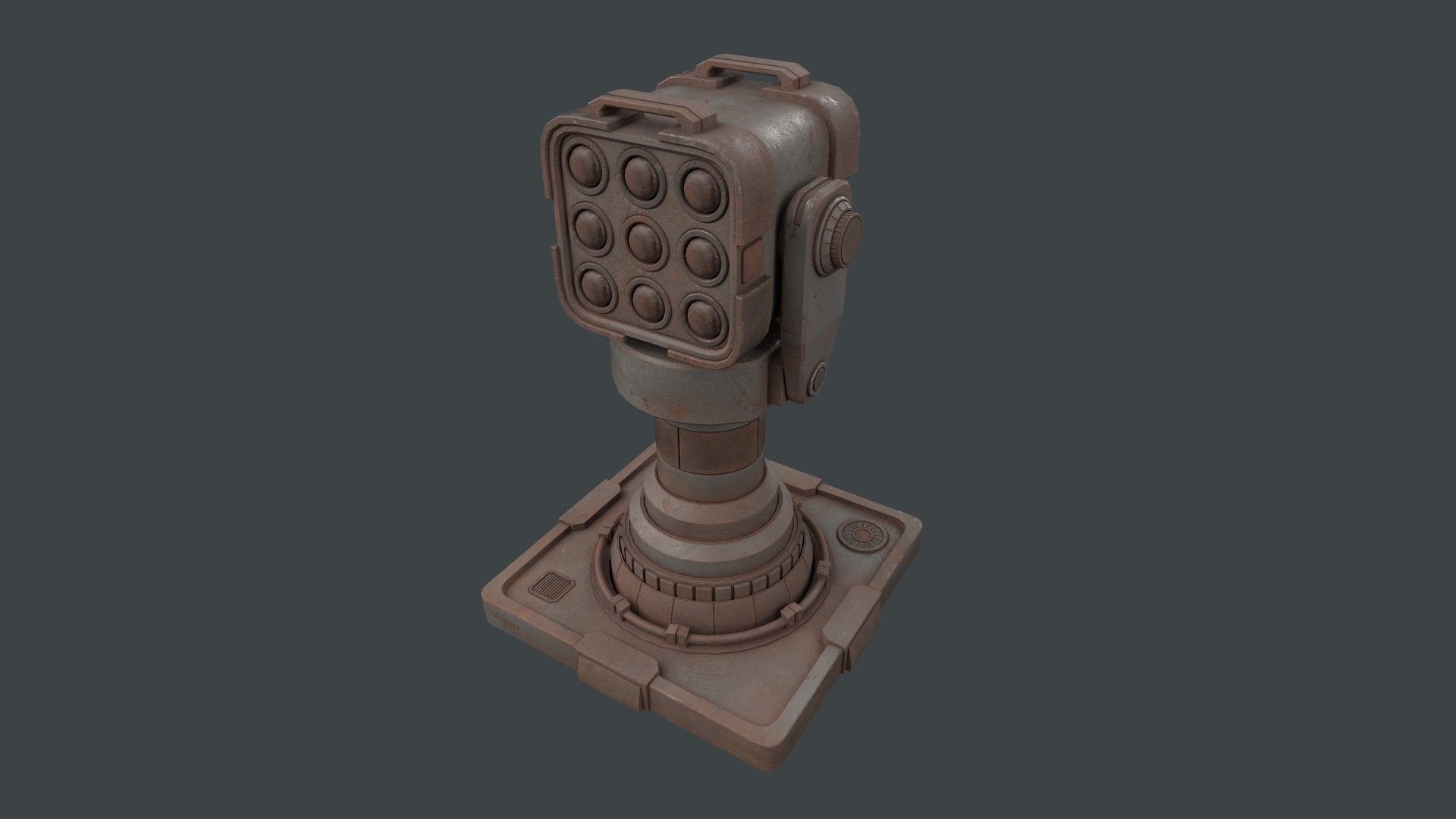 Simple 3x3 Rusty Missile Turret 3D model | CGTrader