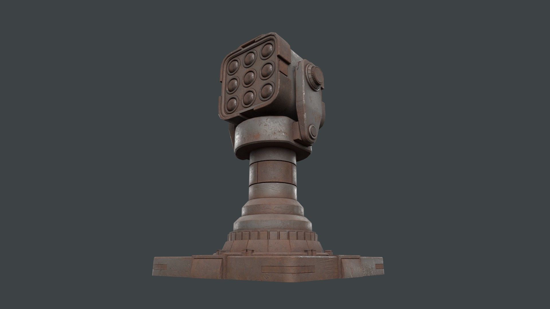 Simple 3x3 Rusty Missile Turret 3D model | CGTrader