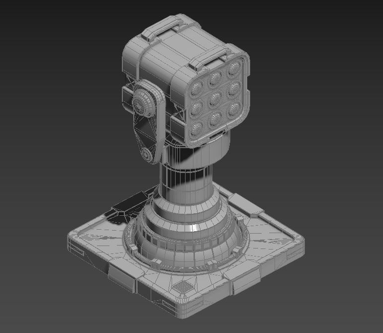 Simple 3x3 Rusty Missile Turret 3D model | CGTrader