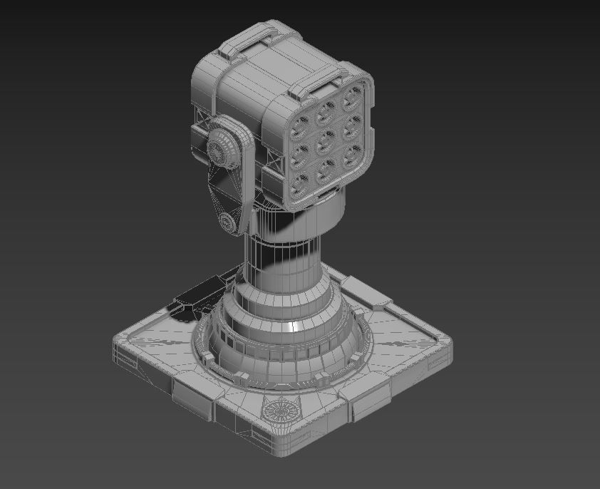 Simple 3x3 Rusty Missile Turret 3D model | CGTrader