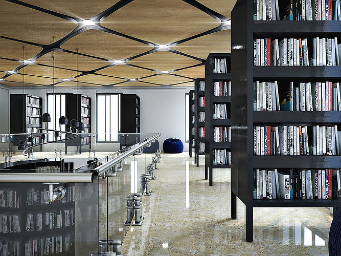 Public Library Interior Design Scene 3D model | CGTrader