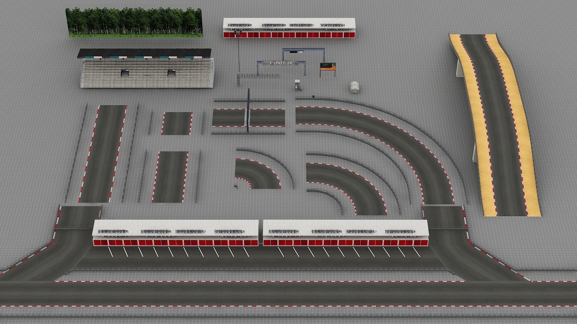 3D model Race Track Modular Kit for Game and Big Projects unitypackage ...