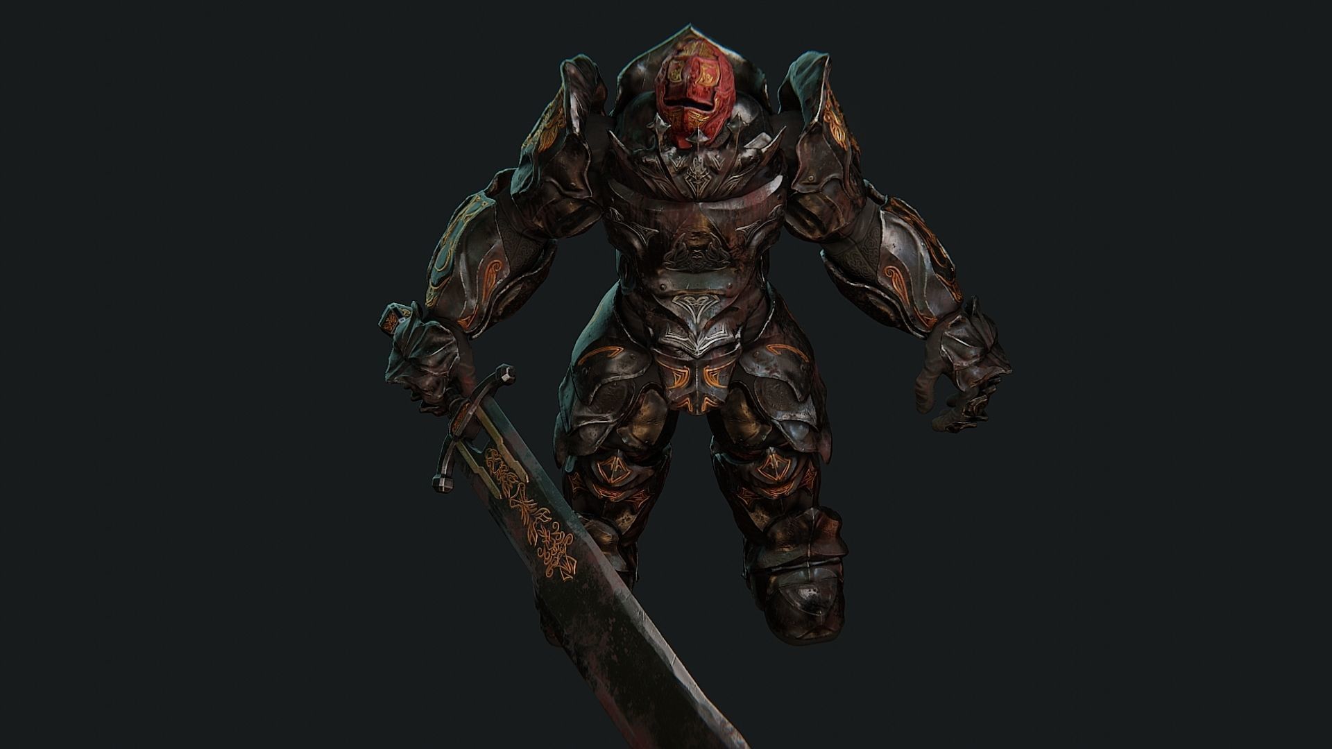 3D model Fantasy red head knight character VR / AR / low-poly rigged ...