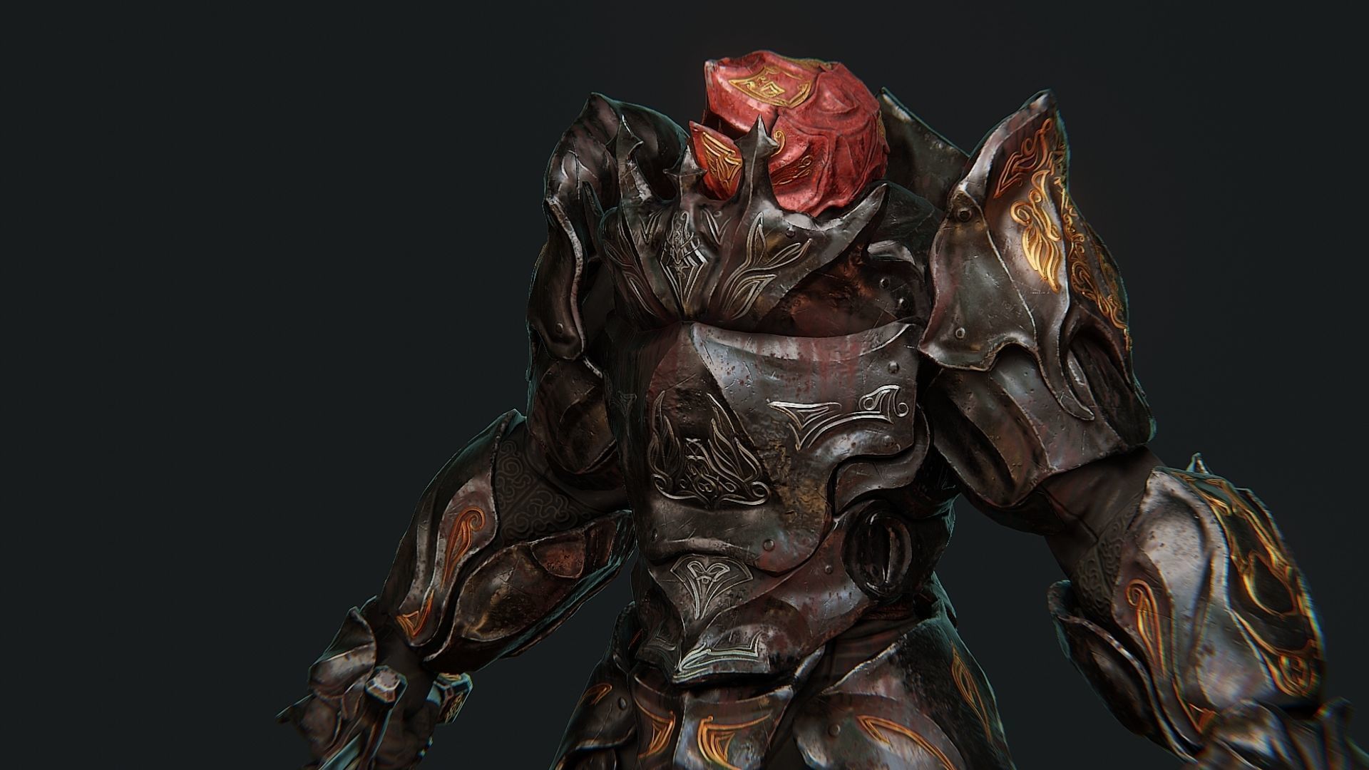 3D model Fantasy red head knight character VR / AR / low-poly rigged ...