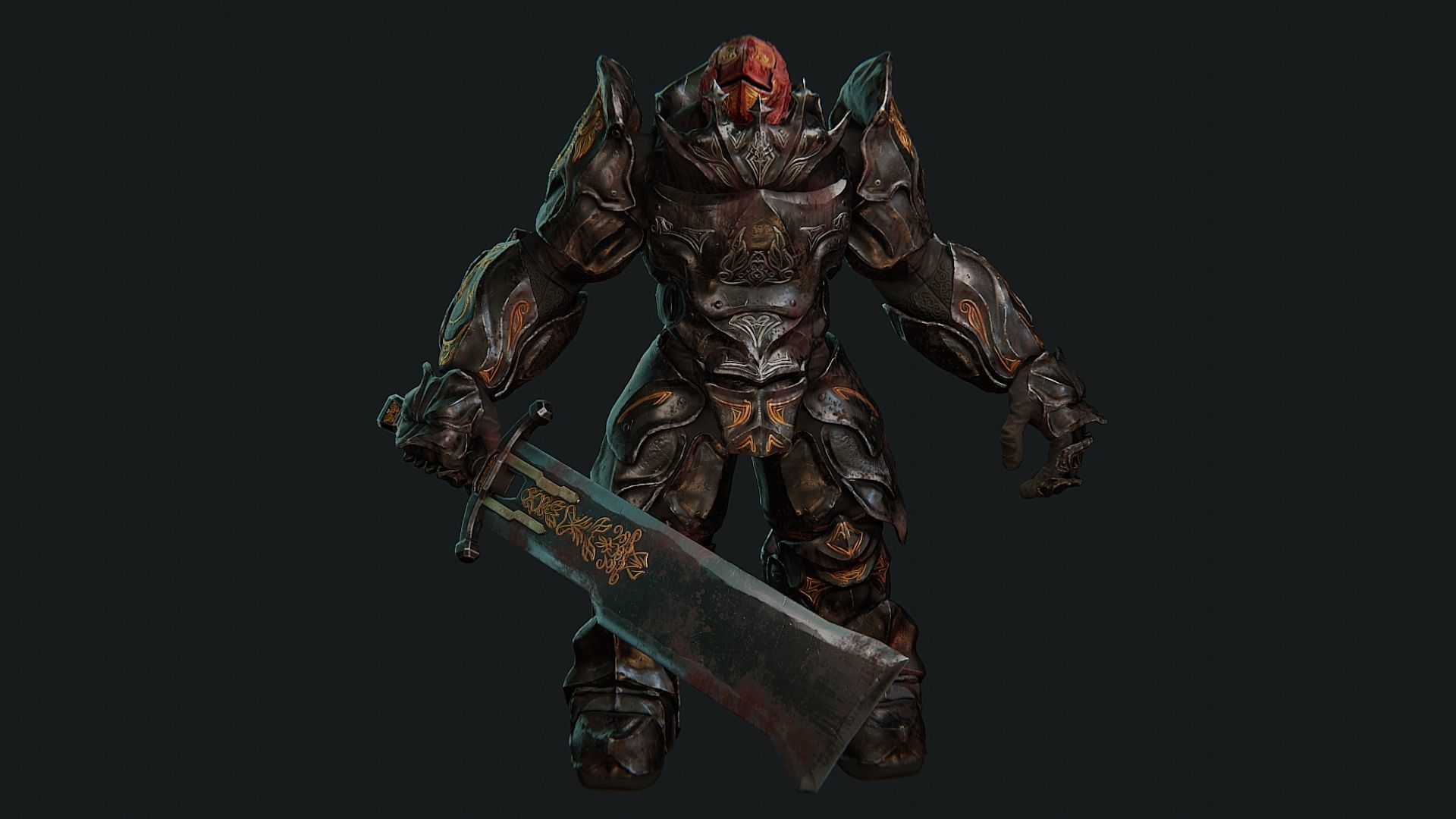 3D model Fantasy red head knight character VR / AR / low-poly rigged ...