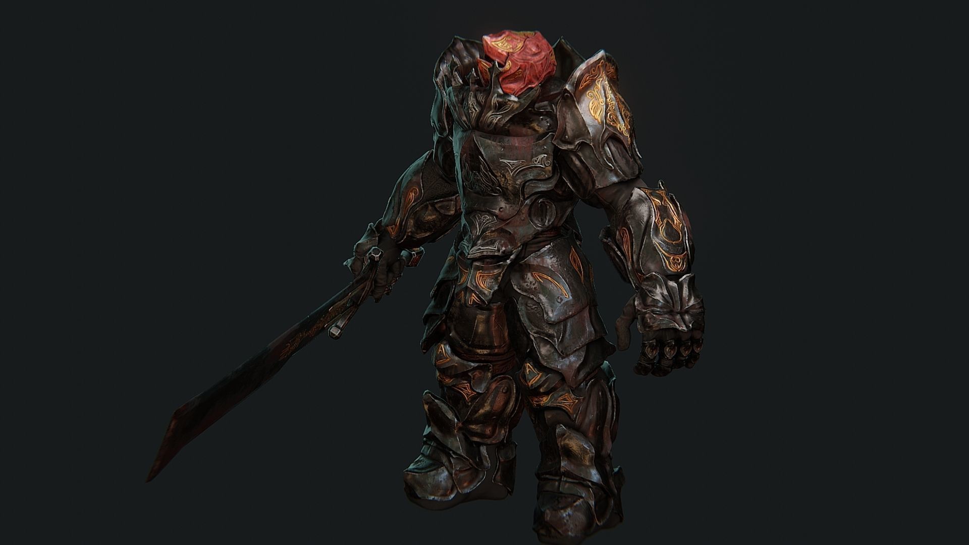 3D model Fantasy red head knight character VR / AR / low-poly rigged ...
