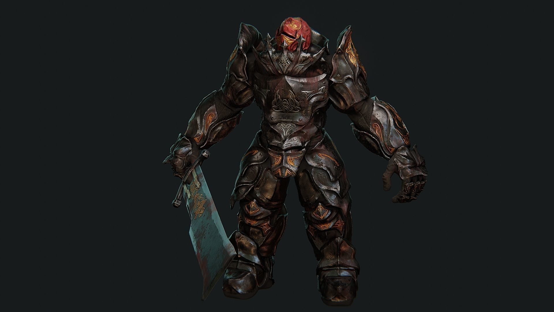 3D model Fantasy red head knight character VR / AR / low-poly rigged ...