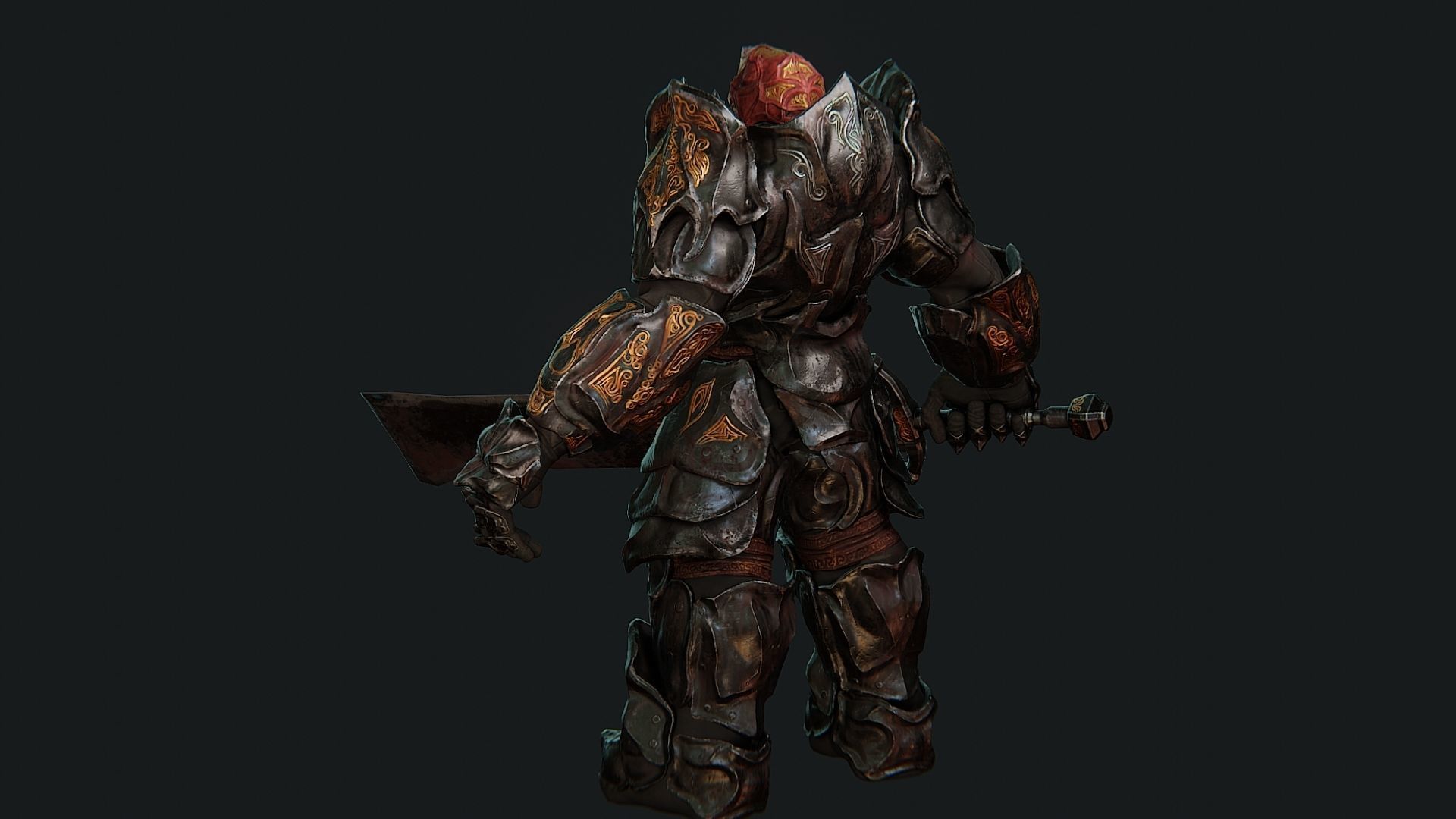 3D model Fantasy red head knight character VR / AR / low-poly rigged ...
