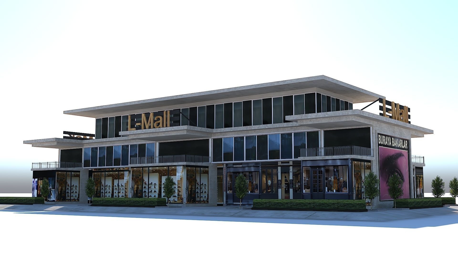 3D model Simple and Effective Mall Shopping Store Building VR / AR ...