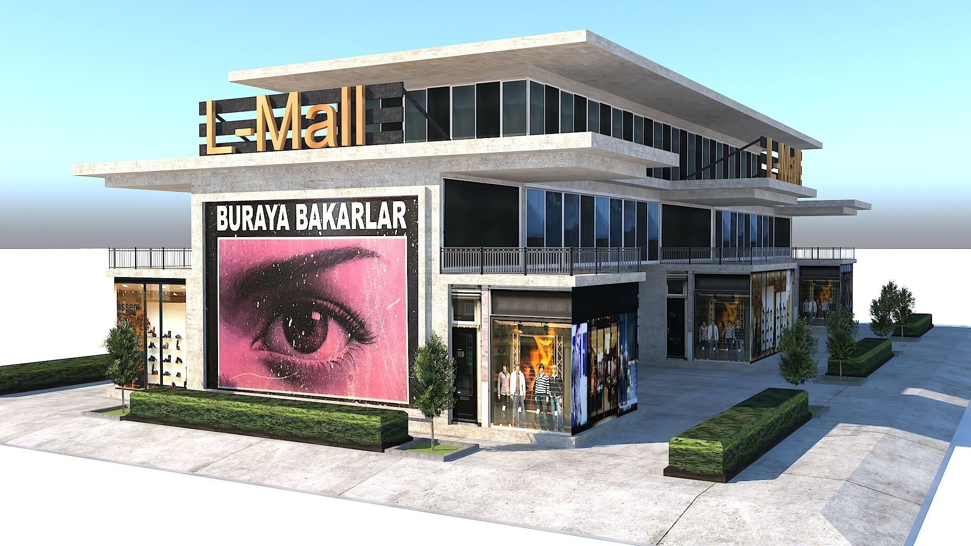 3D model Simple and Effective Mall Shopping Store Building VR / AR ...