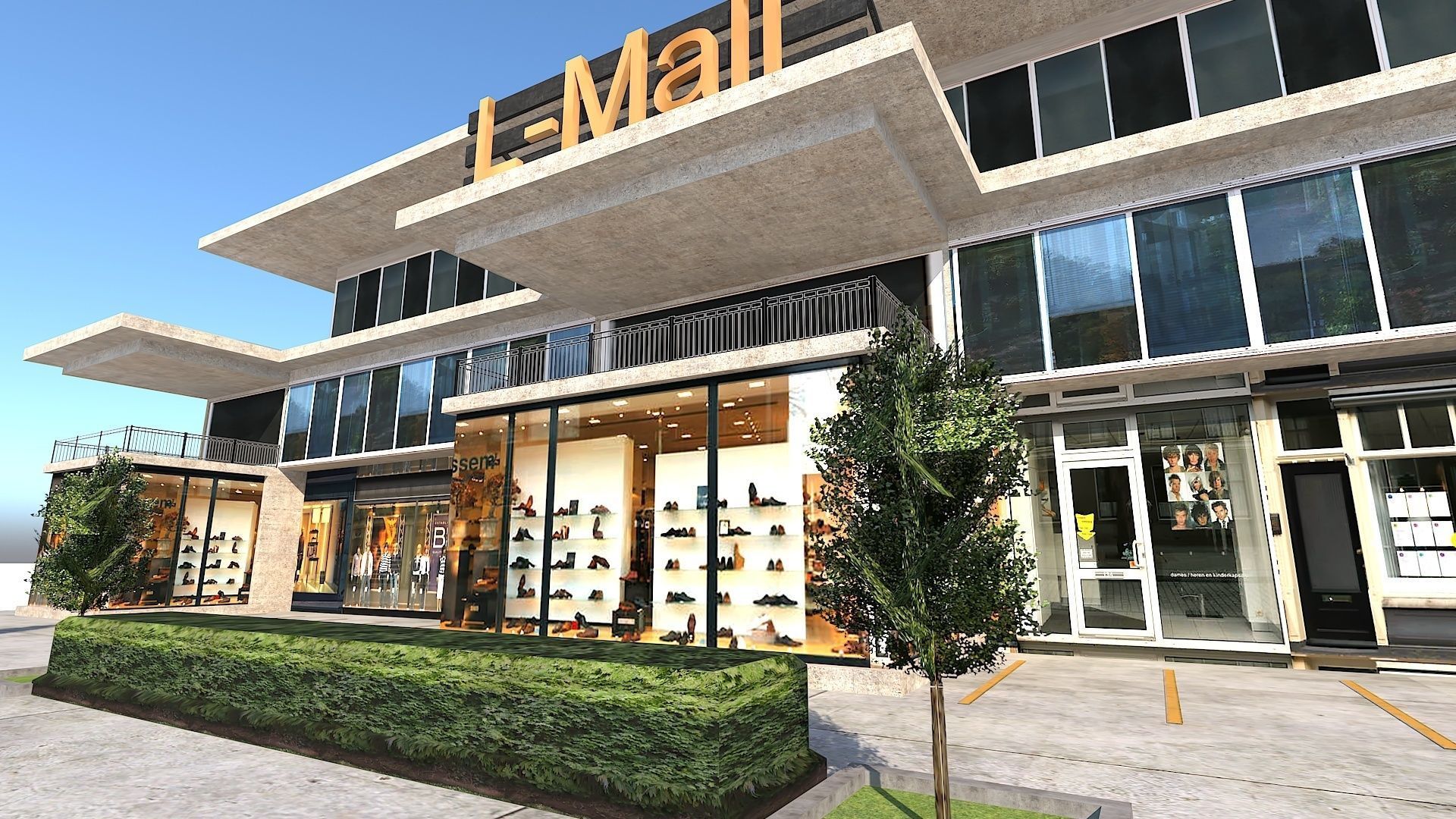3D model Simple and Effective Mall Shopping Store Building VR / AR ...