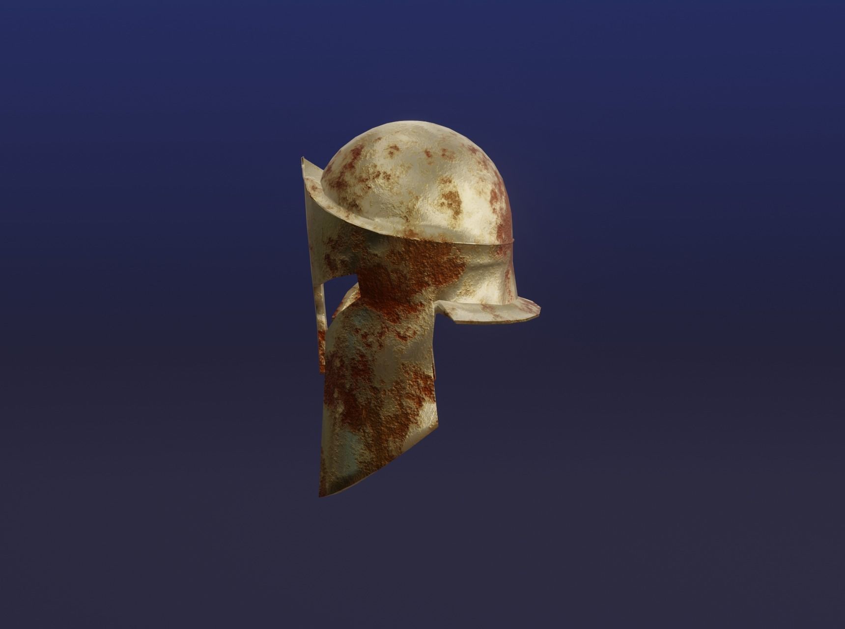 3D model Rusted Fantasy Knight Helmet - medieval helmet VR / AR / low ...