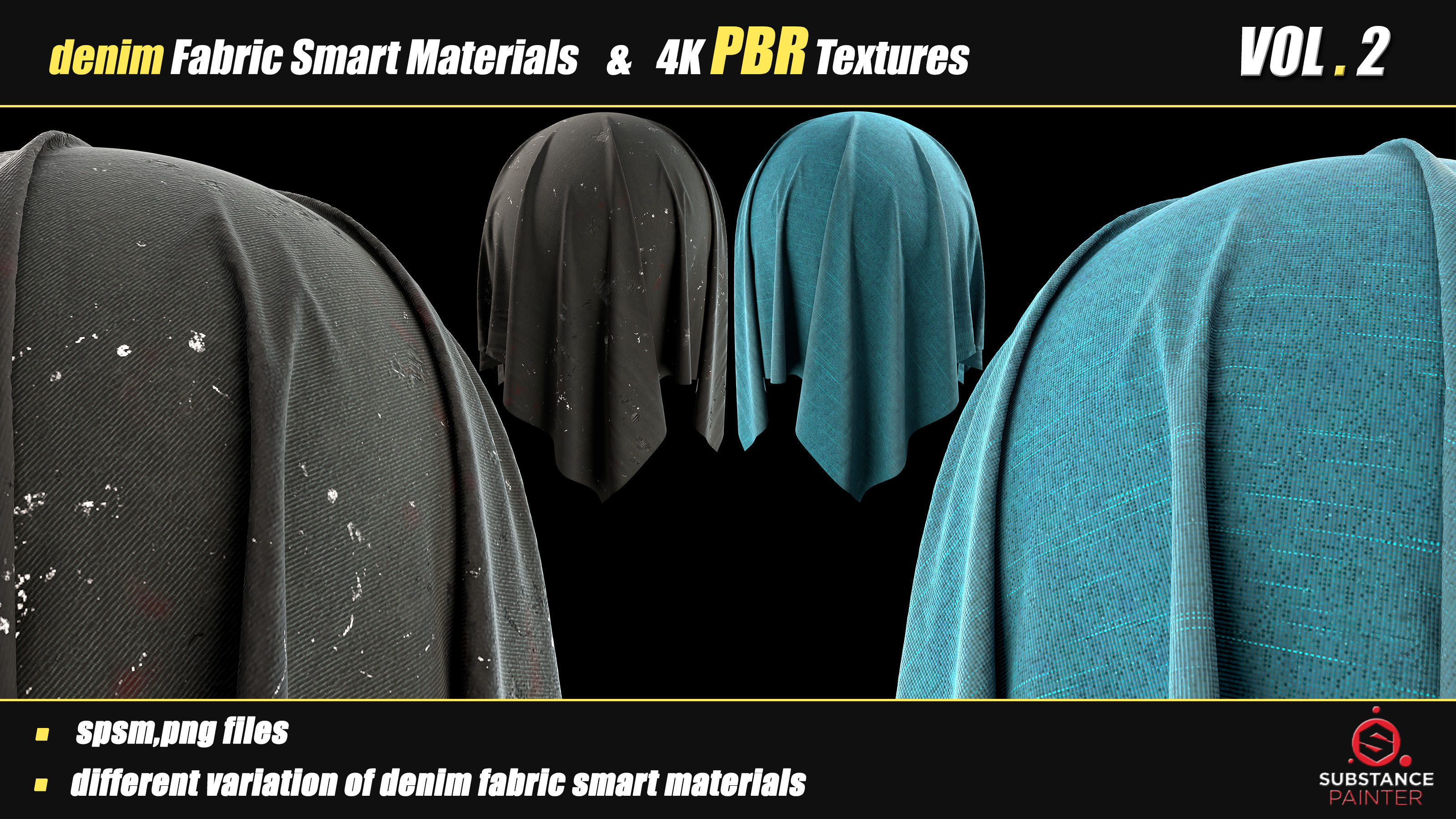 30 Denim Fabric Smart Material Bundle and 4K PBR Texture VOL 02 Texture ...