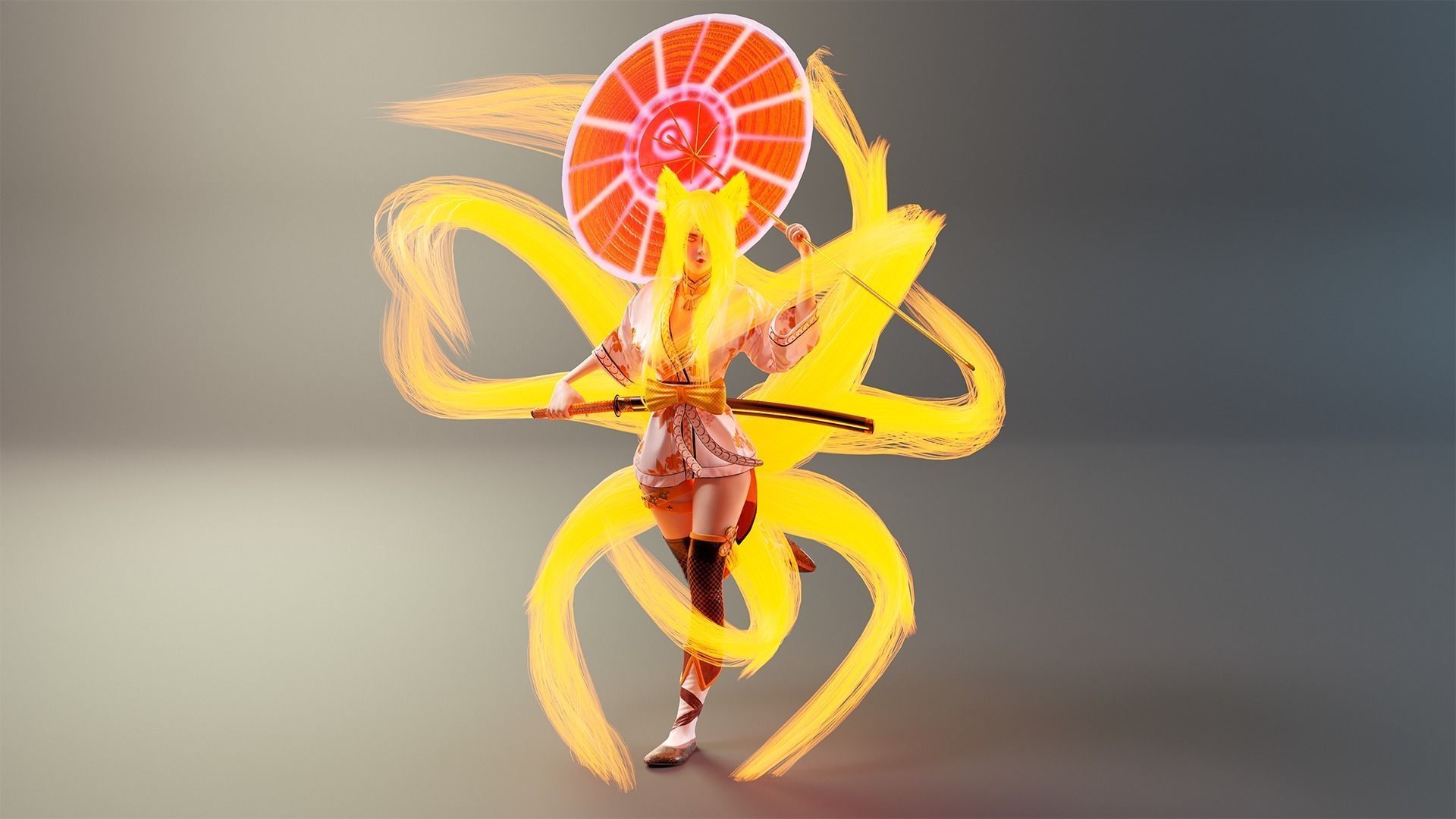 3D model Kitsune Game Ready Low Poly VR / AR / low-poly | CGTrader