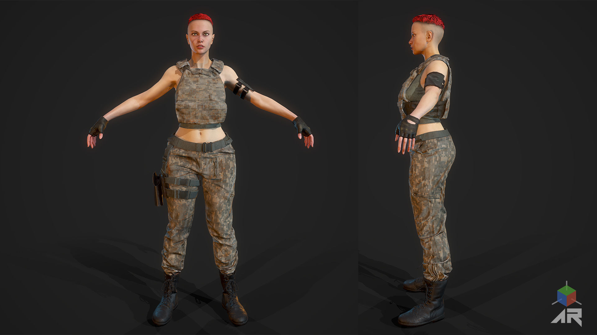 3D model Fighting Girl 3 VR / AR / low-poly | CGTrader