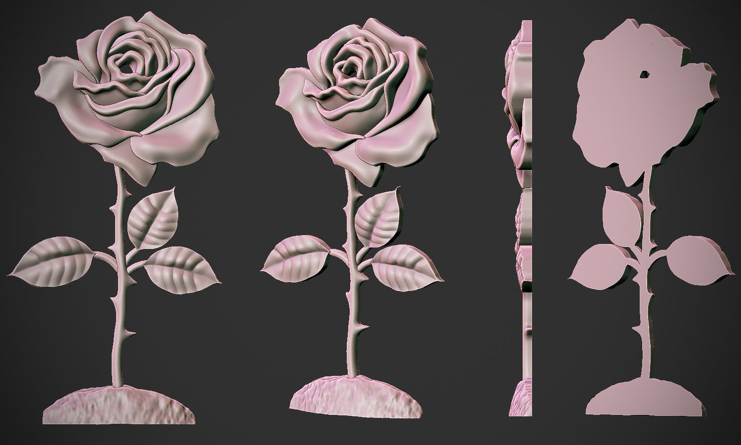 Rose Plant Relief 3D model 3D printable | CGTrader
