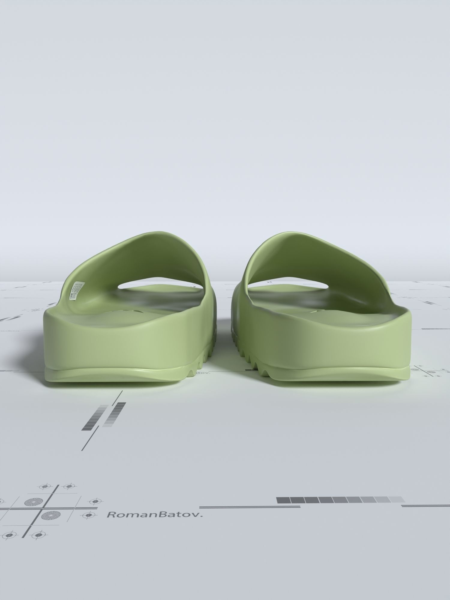 Green yeezy slide Adidas 3D model 3D model | CGTrader