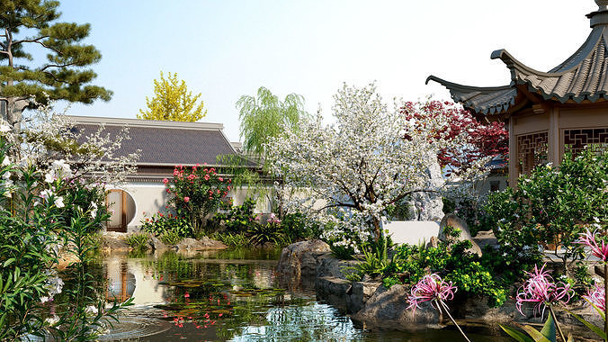 Chinese garden 3D model | CGTrader