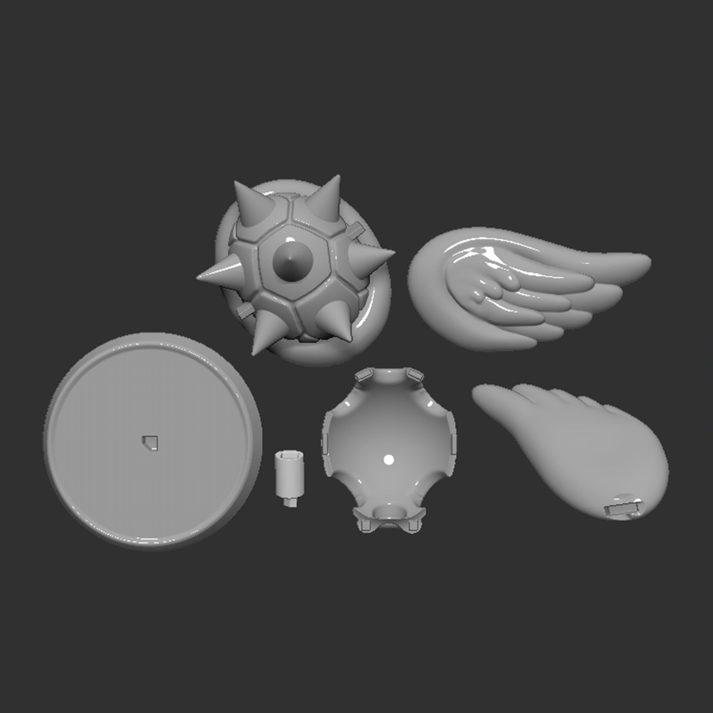 Mario Tortoise Shell with Spiny and Wings Based 3D model 3D printable ...